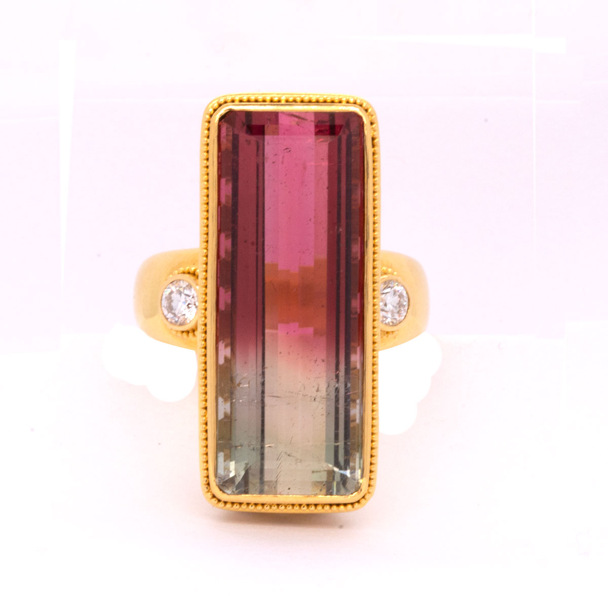 22k bi-color tourmaline ring - Weber Goldsmith Gallery